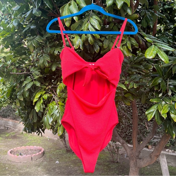 Veronica Beard | Swim | Veronica Beard Red Textured Knit Cutout Tie ...
